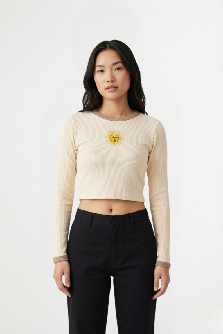 Top Combinado Manga Larga Morley Brushed Sol De Mayo Bordado En El ...